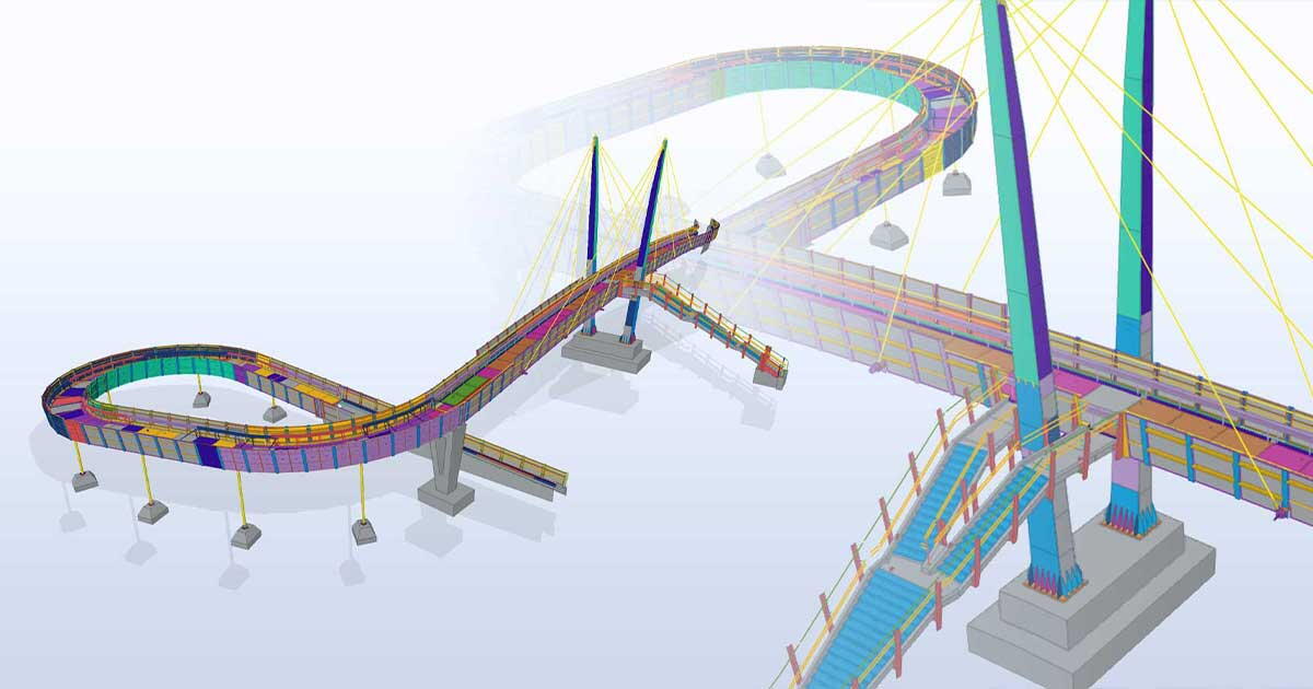 A 202-meter-long footbridge constructed over a railway line | Tekla