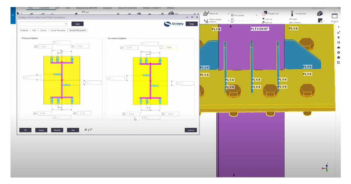 Stridely Column Beam Endplate Connection | Tekla