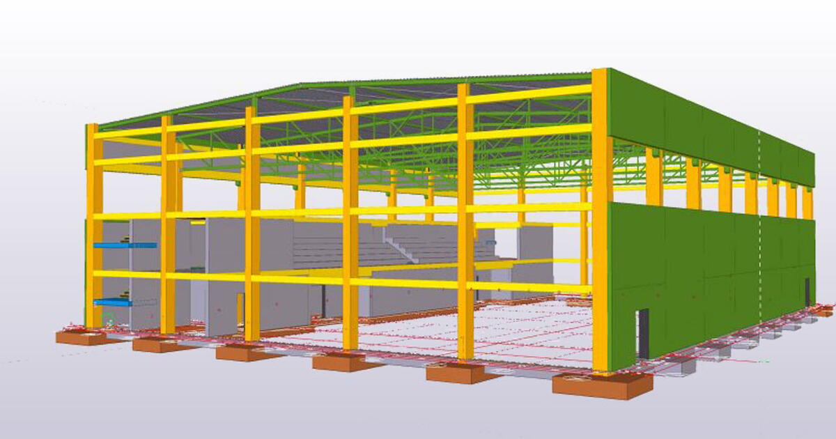 Structural design of sports hall with social area | Tekla